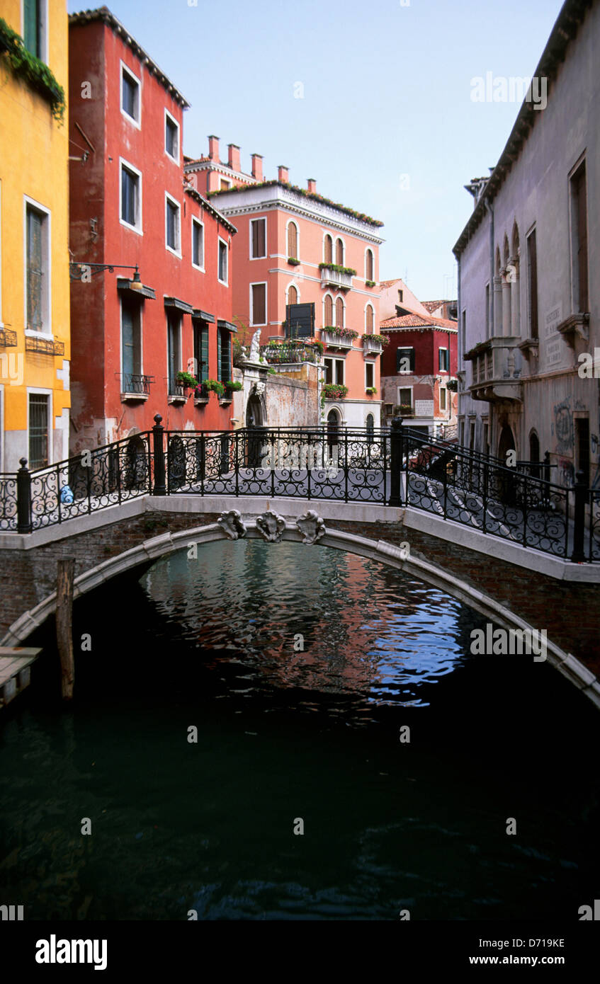 Italy, Venice, Canal With Bridge Stock Photo - Alamy