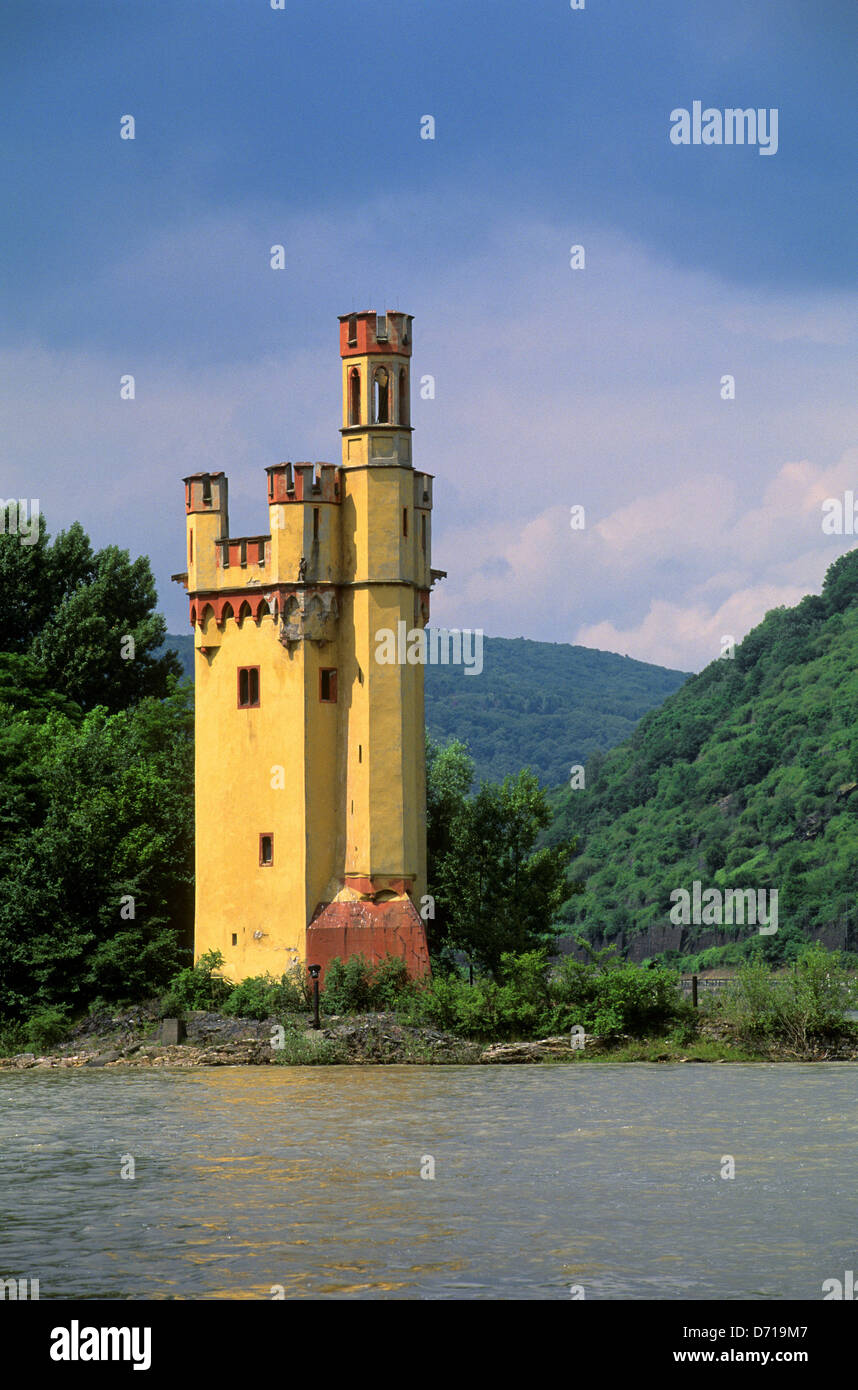 Germany, Rhine River, Near Bingen, Mauseturm (Mouse Tower Stock Photo ...