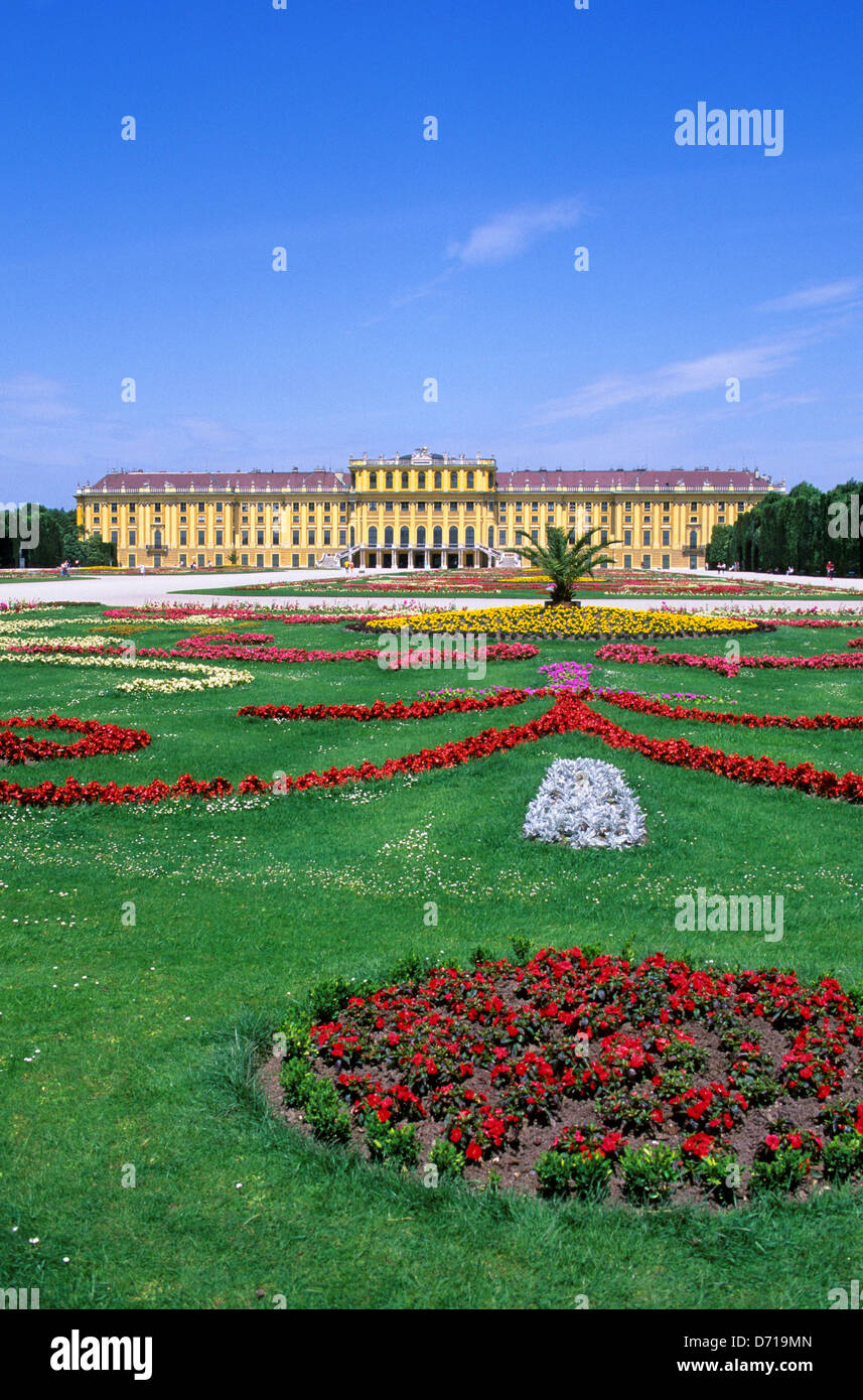 Austria, Vienna, Palace (Schloss) Schoenbrunn, Flowers In Foreground ...