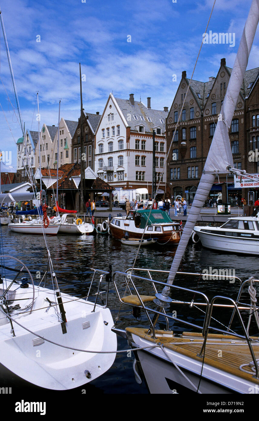 Norway, Bergen, Harbor, View Of Old Historic Hanseatic Houses Stock ...