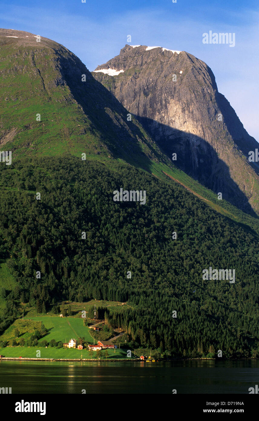 Norway, Hjorundfhorden, Fjord, View Of Farm Stock Photo - Alamy