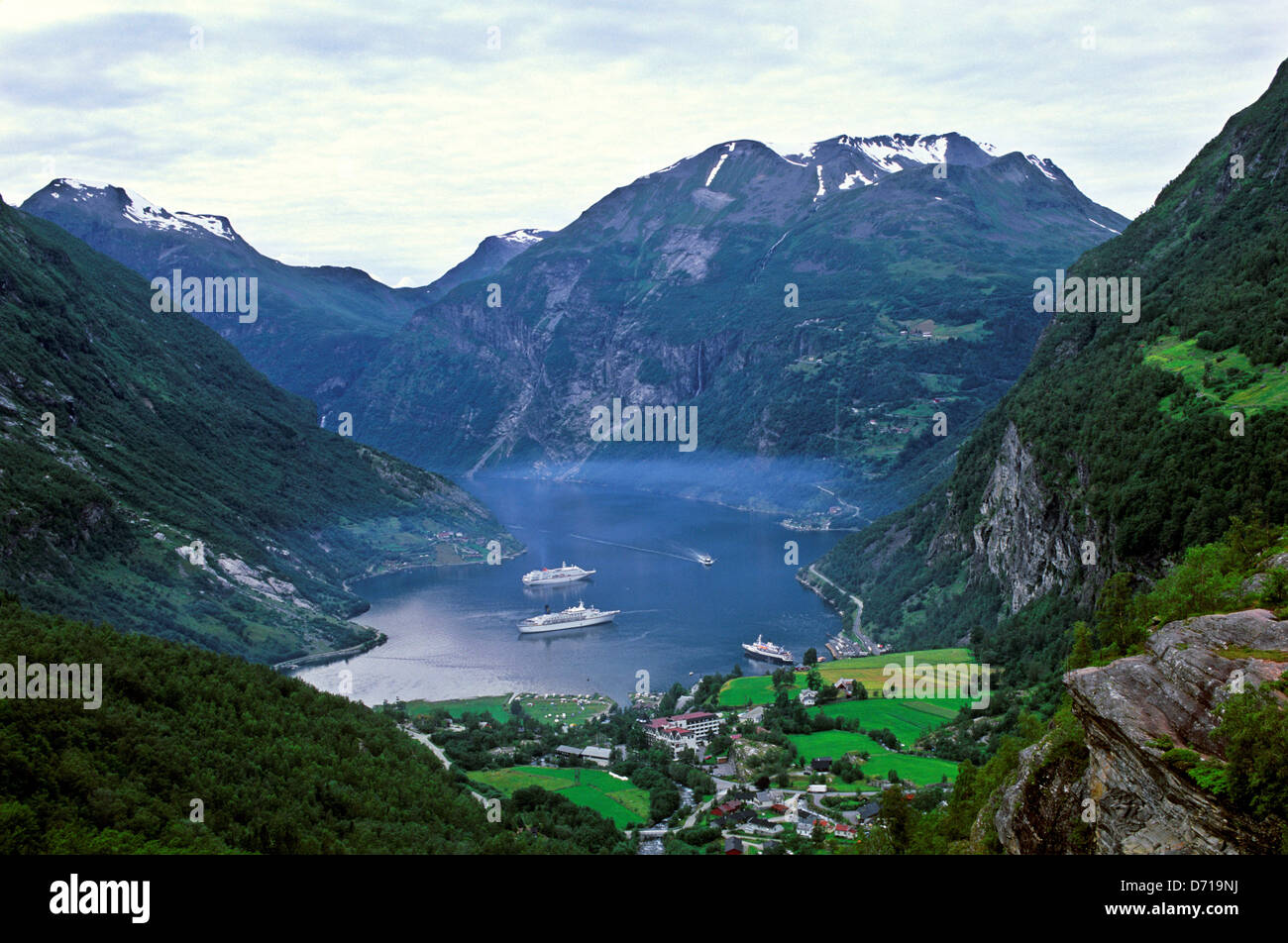 Norway,Hellesylt/Geiranger Tour, View Of Geiranger Fjord Stock Photo ...