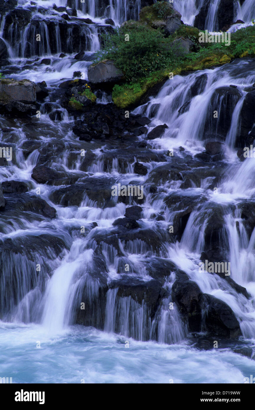 Iceland, Northwestern Interior, Hraunfossar, Lava Waterfall, Detail ...