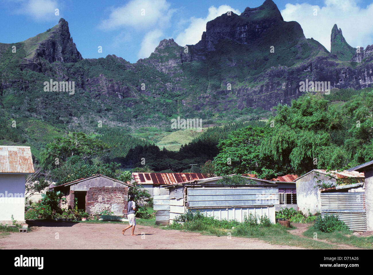 French Polynesia, Austral Island, Rapa Island, Local Village Stock ...