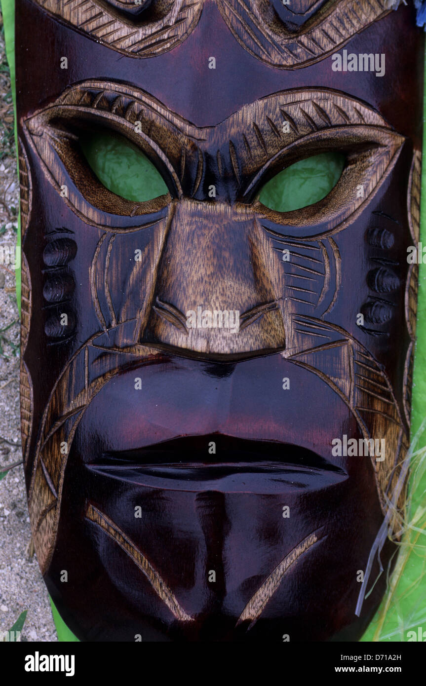Fiji, Yasawa Group, Sawa-I-Lau Island, Mask Of Coconut Palm Tree Wood ...