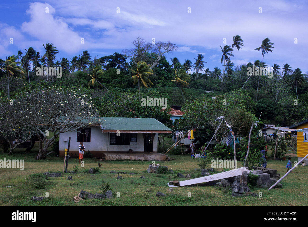 Fiji, Koro Island, Village Scene With House Stock Photo - Alamy