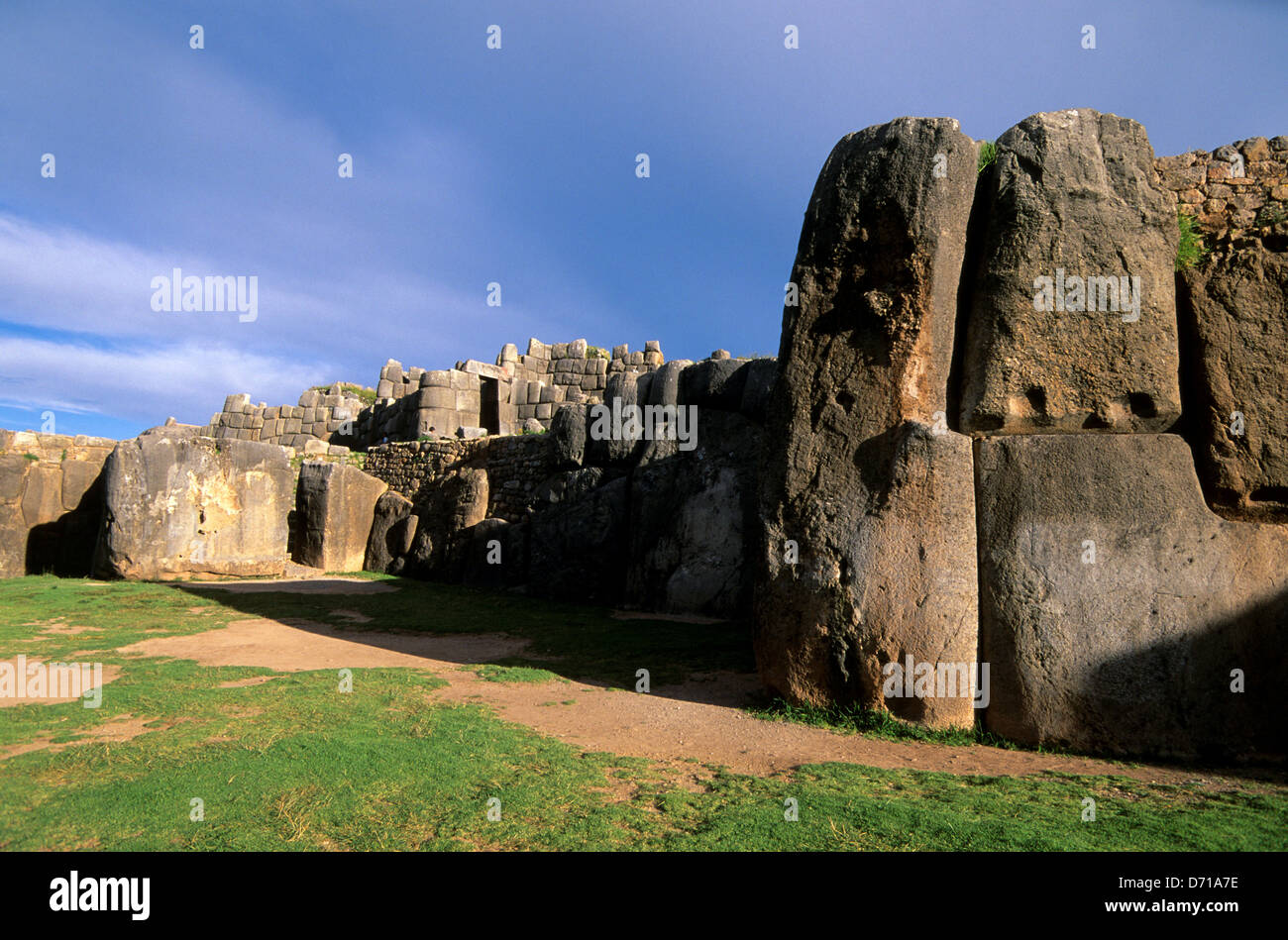 Peru, Near Cuzco, Inca Fortress Of Sacsayhuaman, Fortress Walls Stock ...