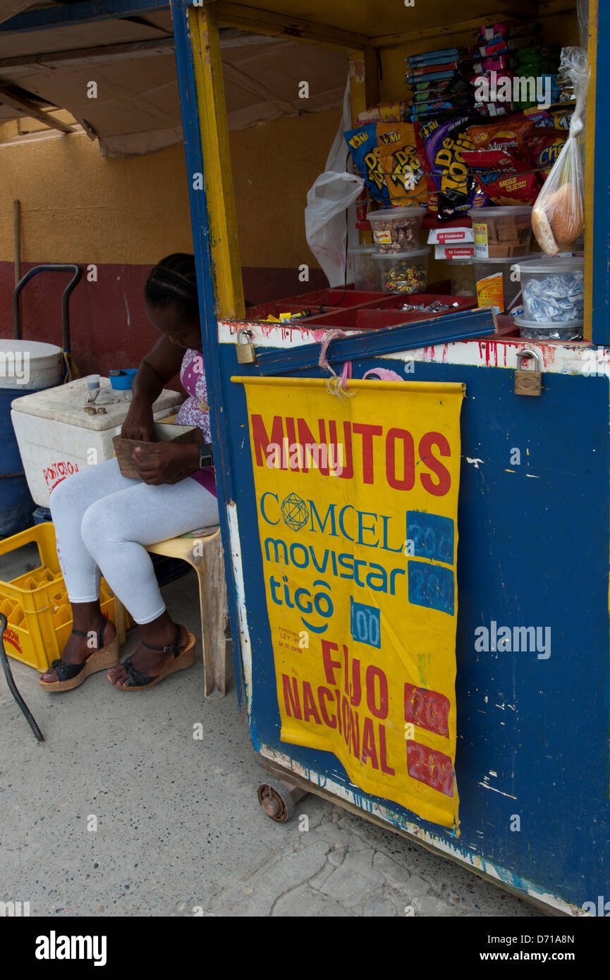 Street Scene In Cartagena, Colombia With People Selling Minutes To Make ...