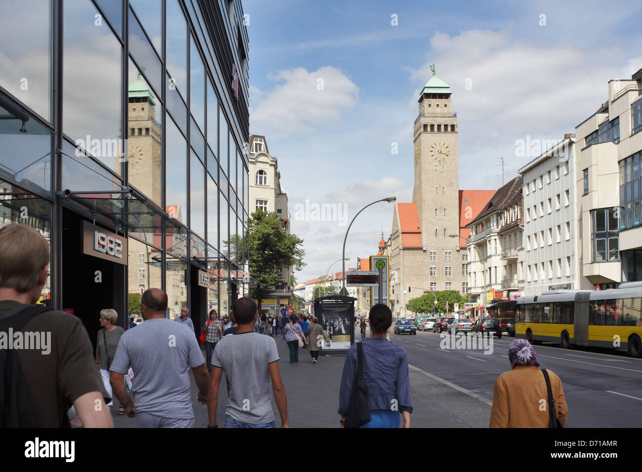 Berlin, Germany, passers-by in the Karl-Marx-Strasse in Berlin ...