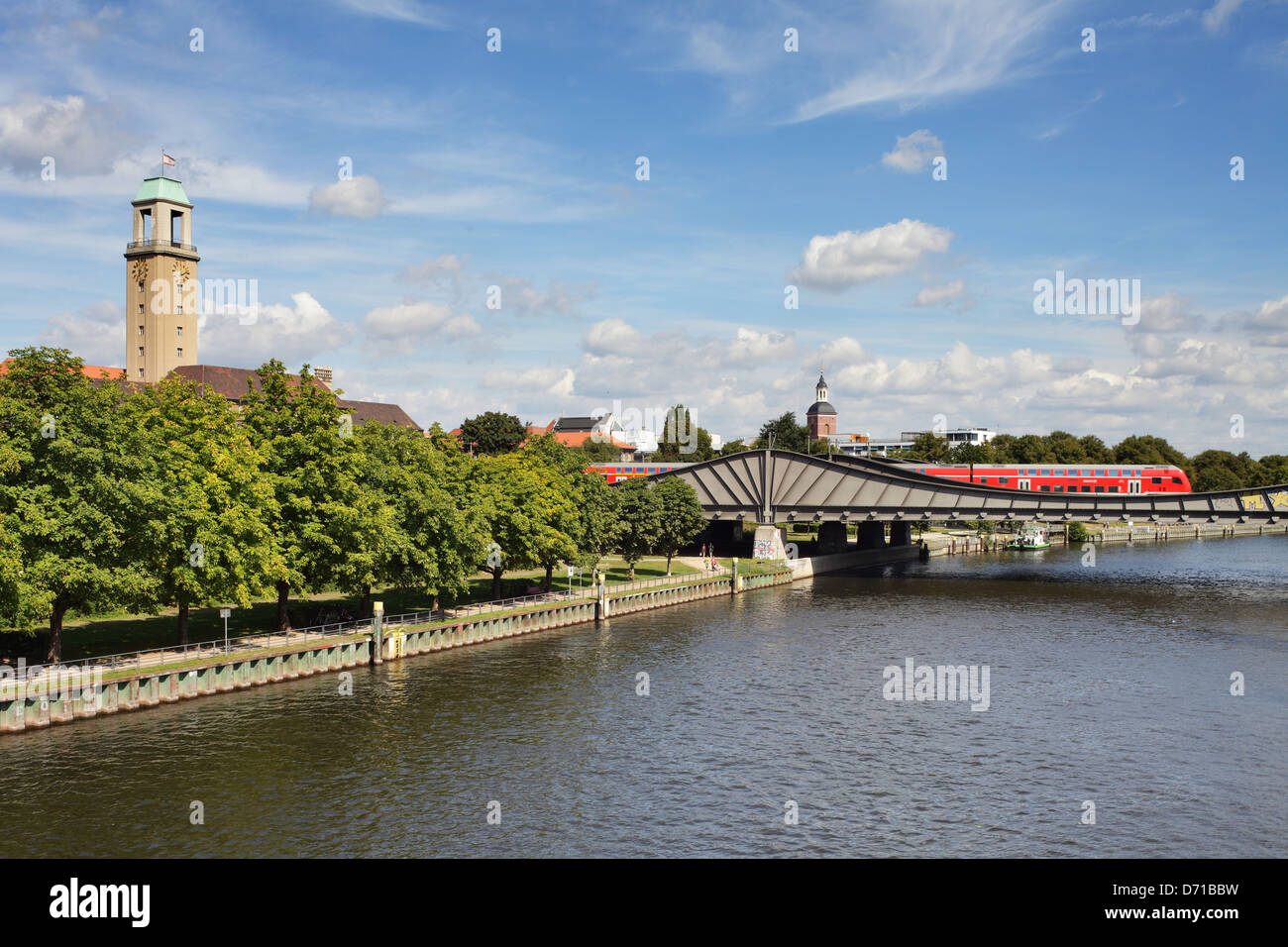 Berlin, Germany, Rathaus Spandau, St. Nicholas Church and the Havel ...