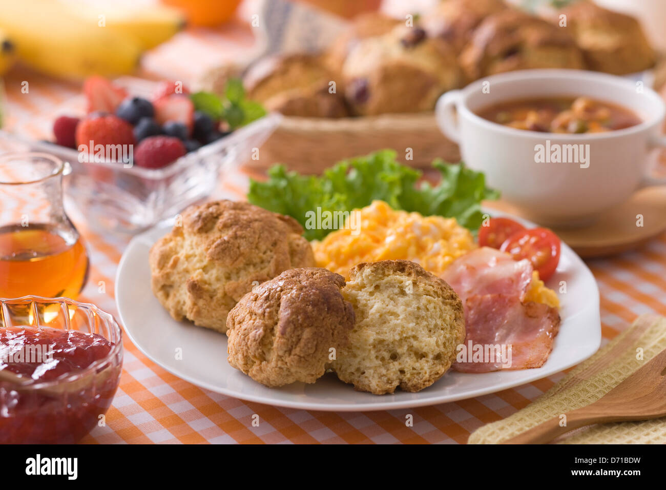 Breakfast with Southern Biscuits Stock Photo - Alamy