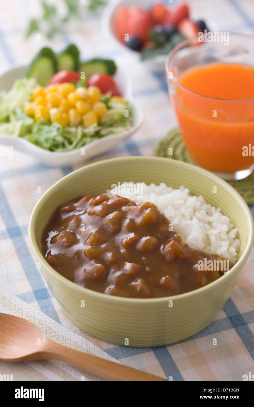 Curry and Rice for Breakfast Stock Photo - Alamy