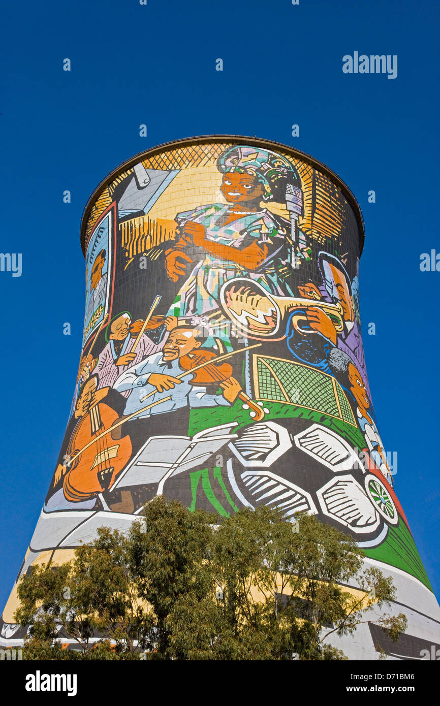Chimney decorated with local daily life picture, Johannesburg, South ...