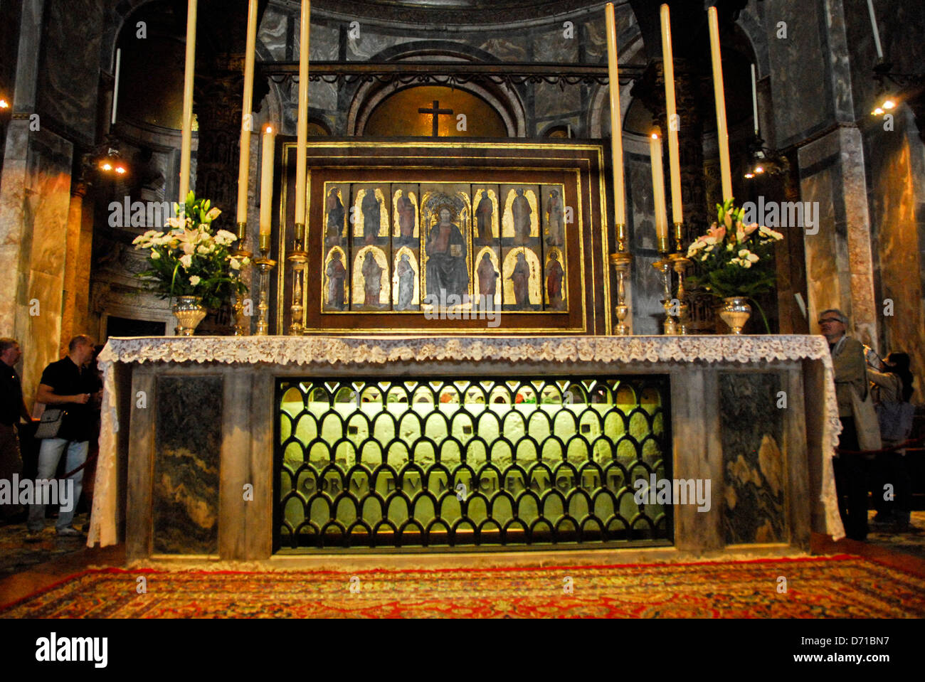 Saint Mark's tomb and relics inside of Saint Mark's Basilica in Venice ...
