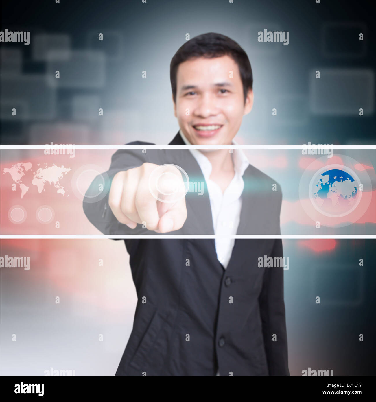 Man With Touchscreen Stock Photo - Alamy