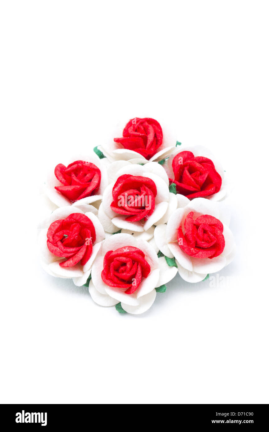 Paper Roses Bunch Isolated on White Stock Photo - Alamy