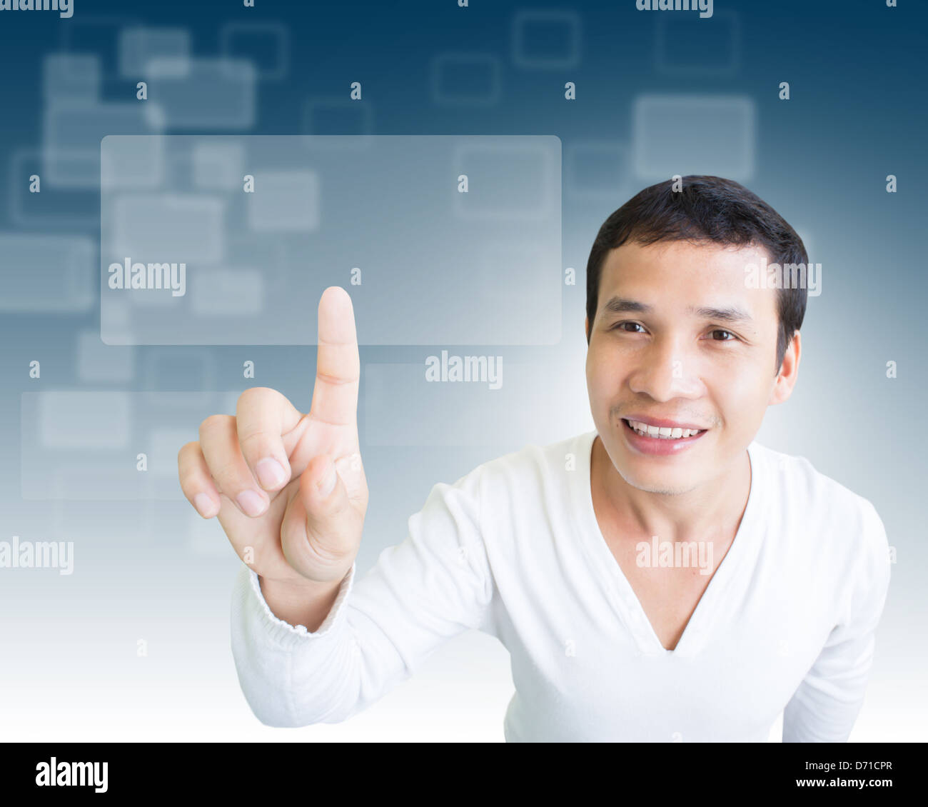 Man Pressing Screen Interface Stock Photo - Alamy