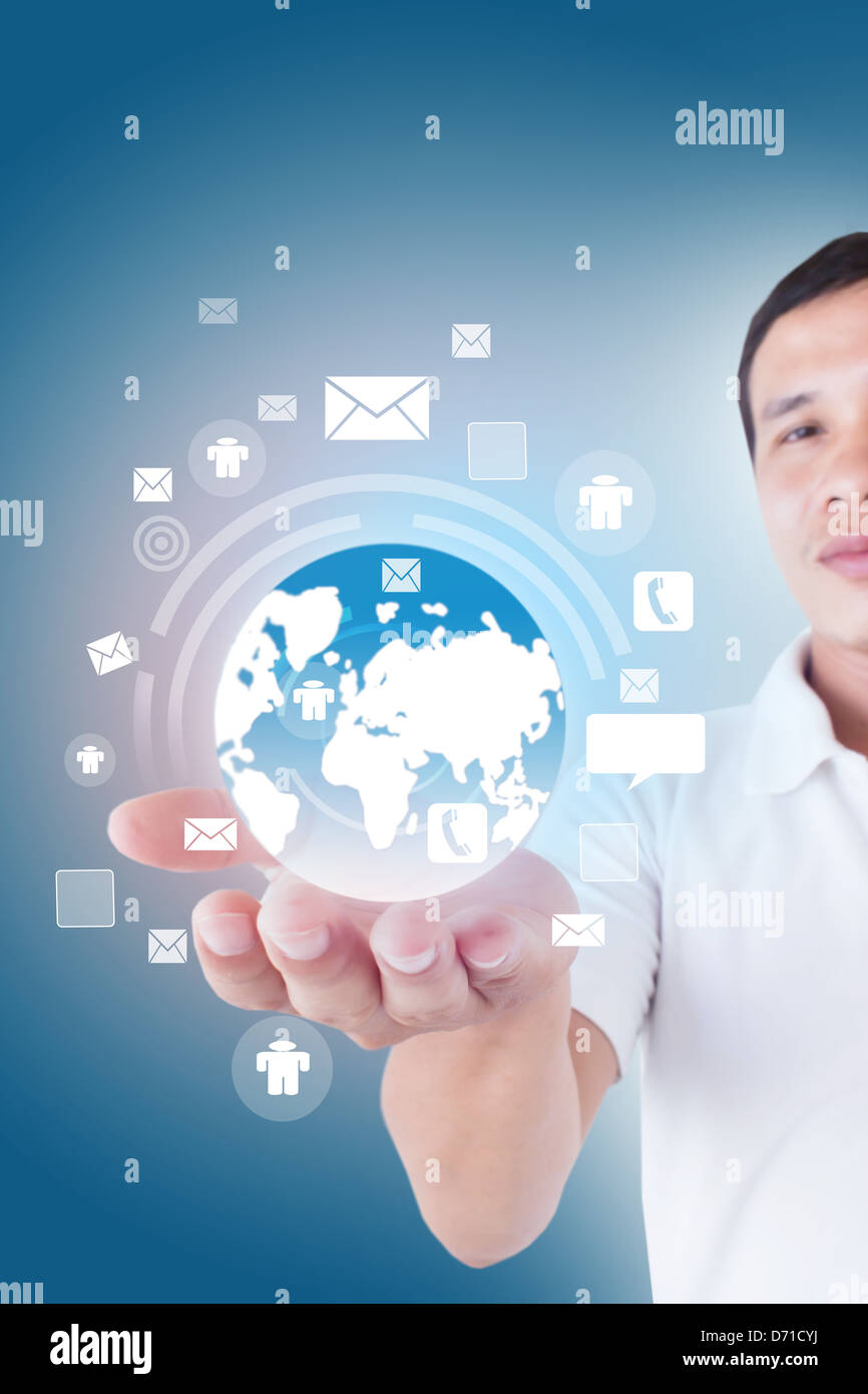 Man Holding Technology Concept Stock Photo - Alamy