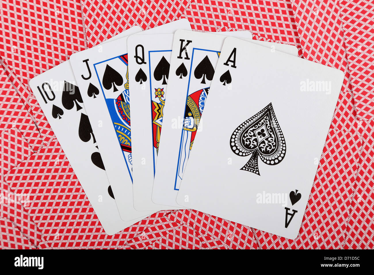 Straight flush card Stock Photo - Alamy