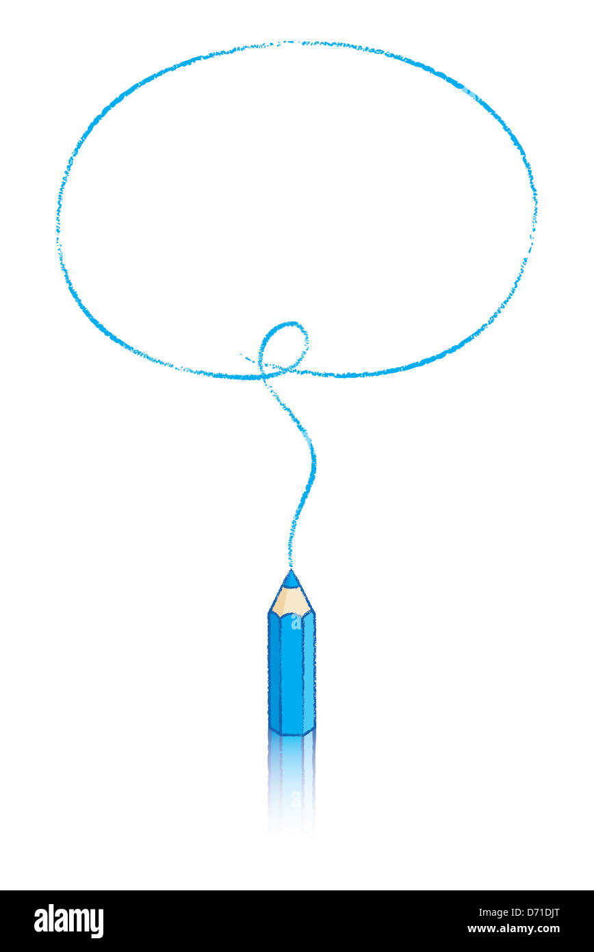 Small Blue Pencil with Reflection Drawing an empty Lasso Panel Stock ...