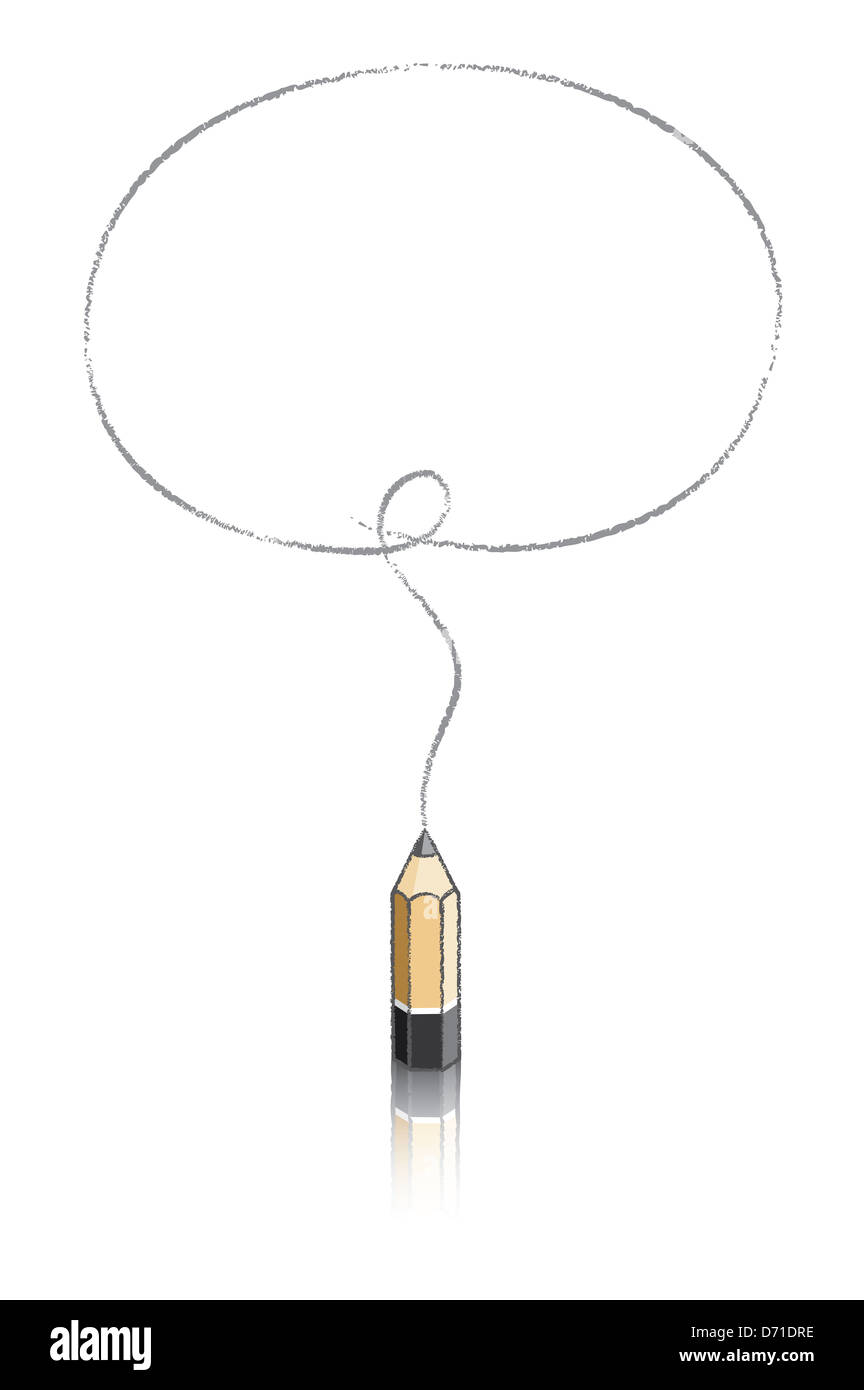 Small Lead Pencil with Reflection Drawing an empty Lasso Panel Stock ...