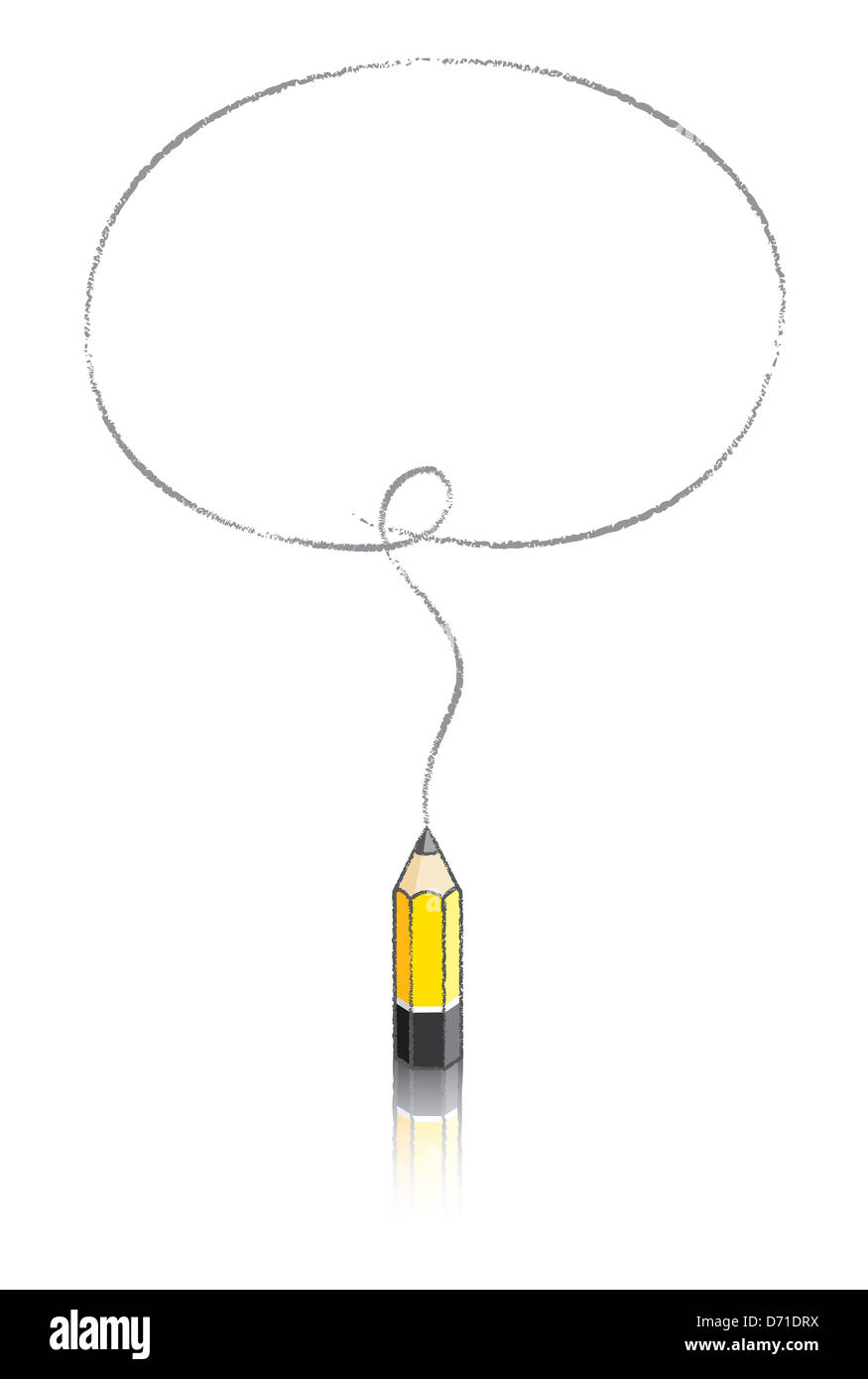 Small Yellow Lead Pencil with Reflection Drawing an empty Lasso Panel ...