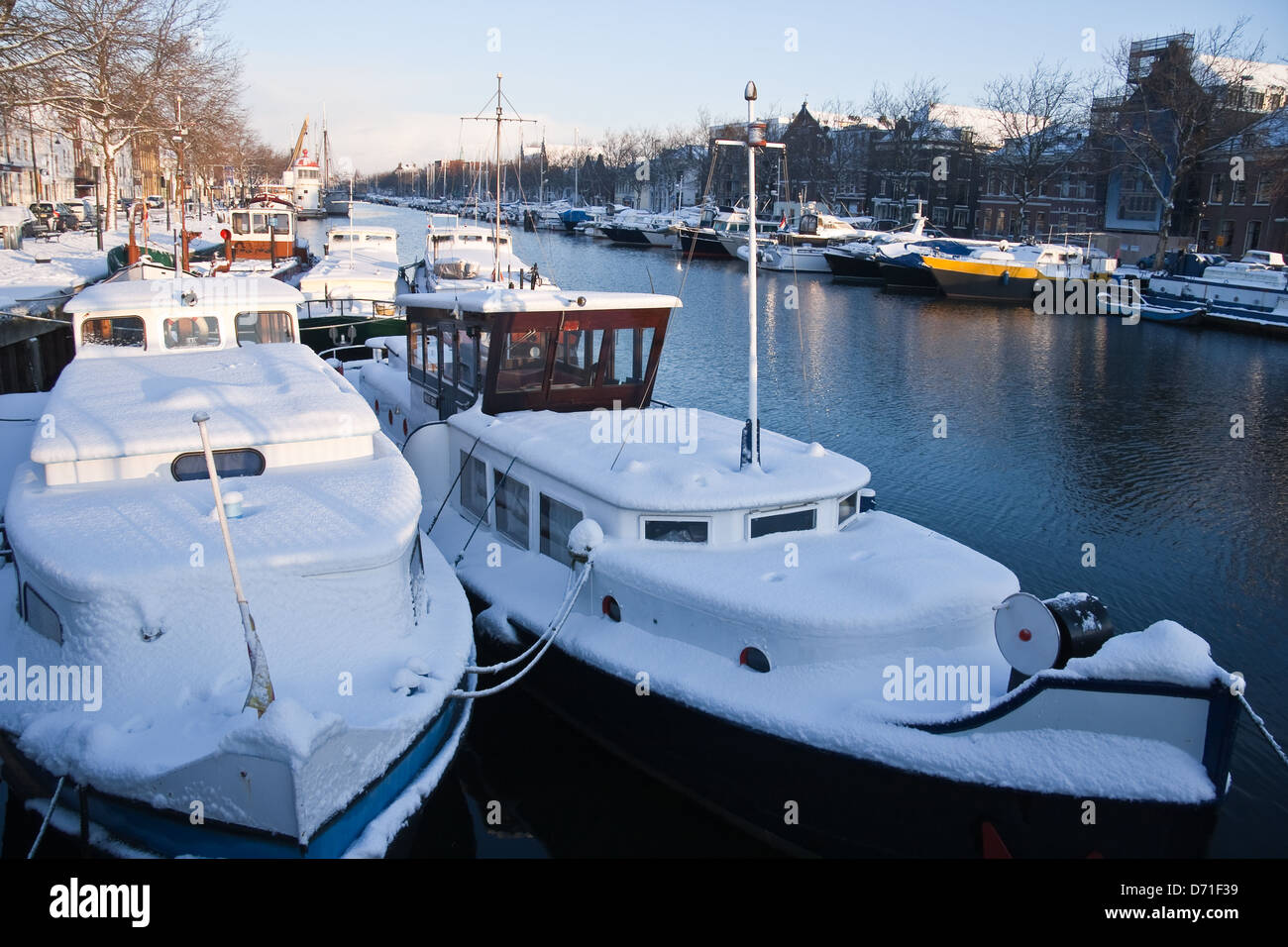 Harbor with snow in winter on cold and sunny day Stock Photo - Alamy