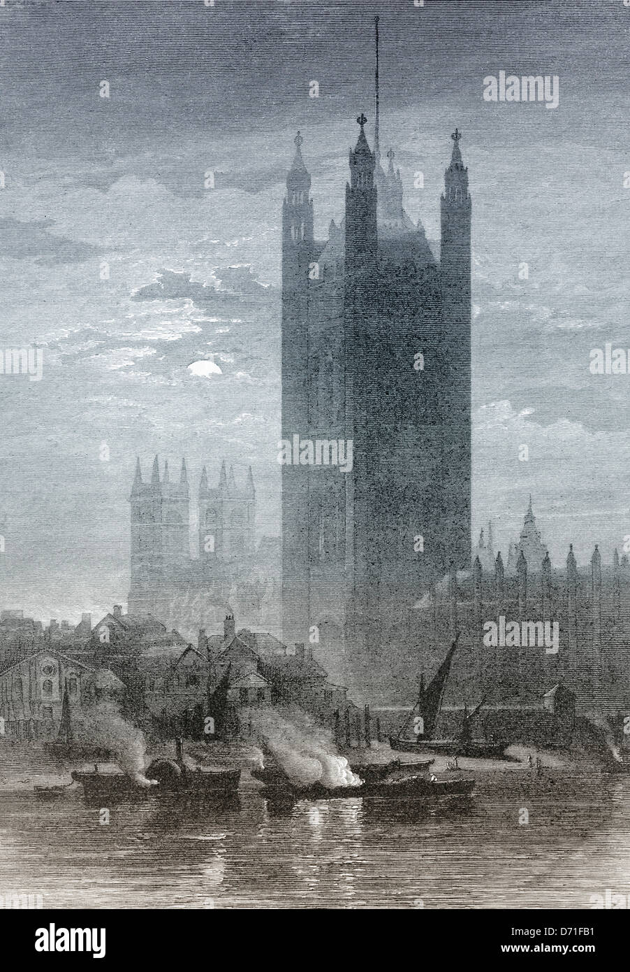 Historic drawing, Victoria Tower, Palace of Westminster, Houses of ...