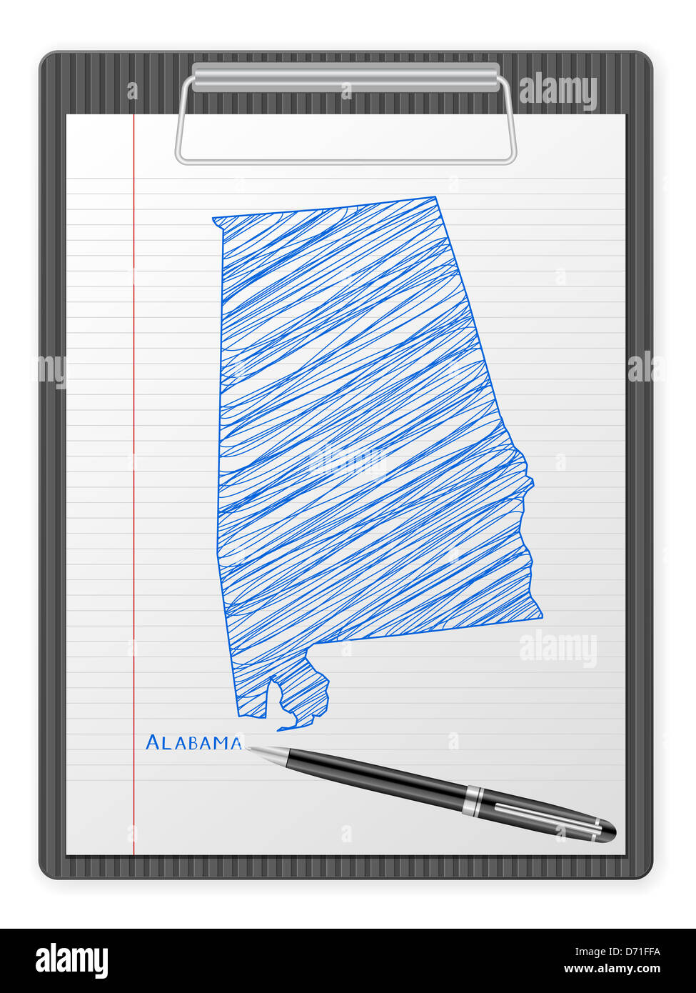 Clipboard with drawing Alabama map. Vector illustration Stock Photo - Alamy