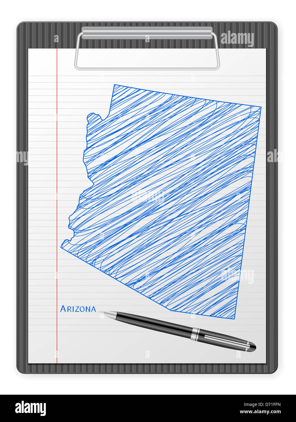Clipboard with drawing Arizona map. Vector illustration Stock Photo - Alamy