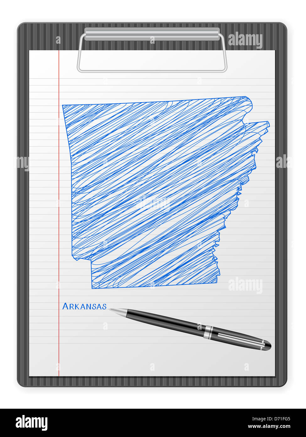 Clipboard with drawing Arkansas map. Vector illustration Stock Photo ...
