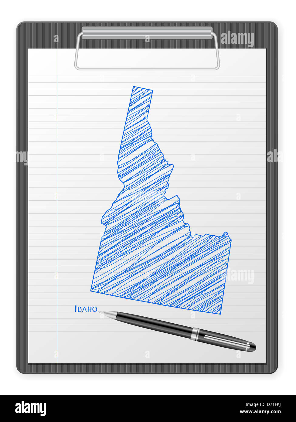 Clipboard with drawing Idaho map. Vector illustration Stock Photo - Alamy