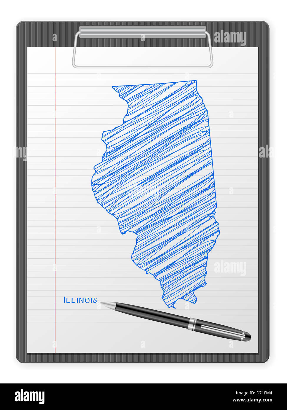Clipboard with drawing Illinois map. Vector illustration Stock Photo ...