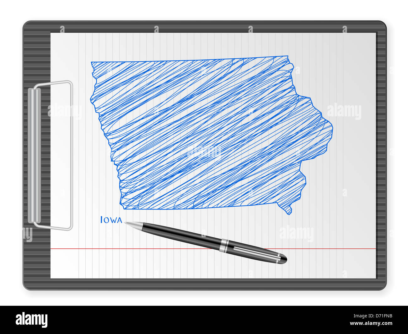Clipboard with drawing Iowa map. Vector illustration Stock Photo - Alamy