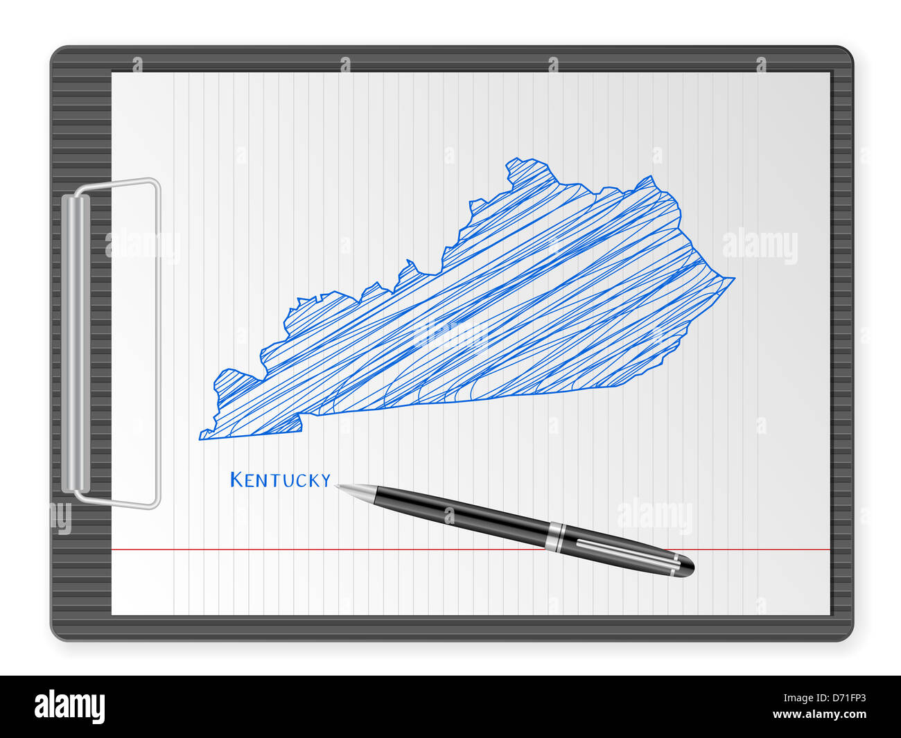 Clipboard with drawing Kentucky map. Vector illustration Stock Photo ...