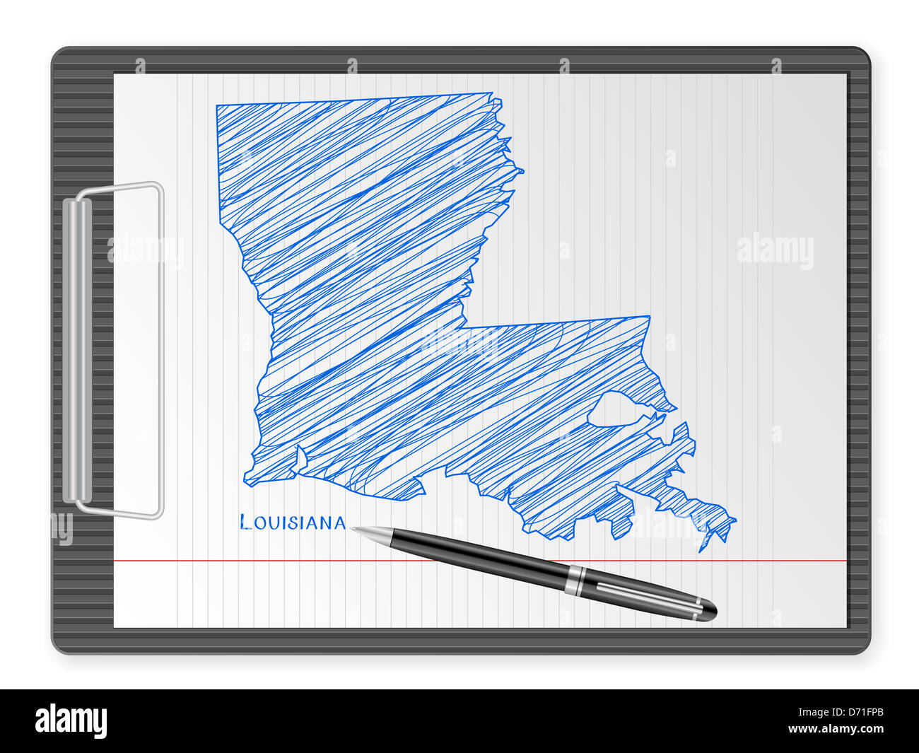 Clipboard with drawing Louisiana map. Vector illustration Stock Photo ...