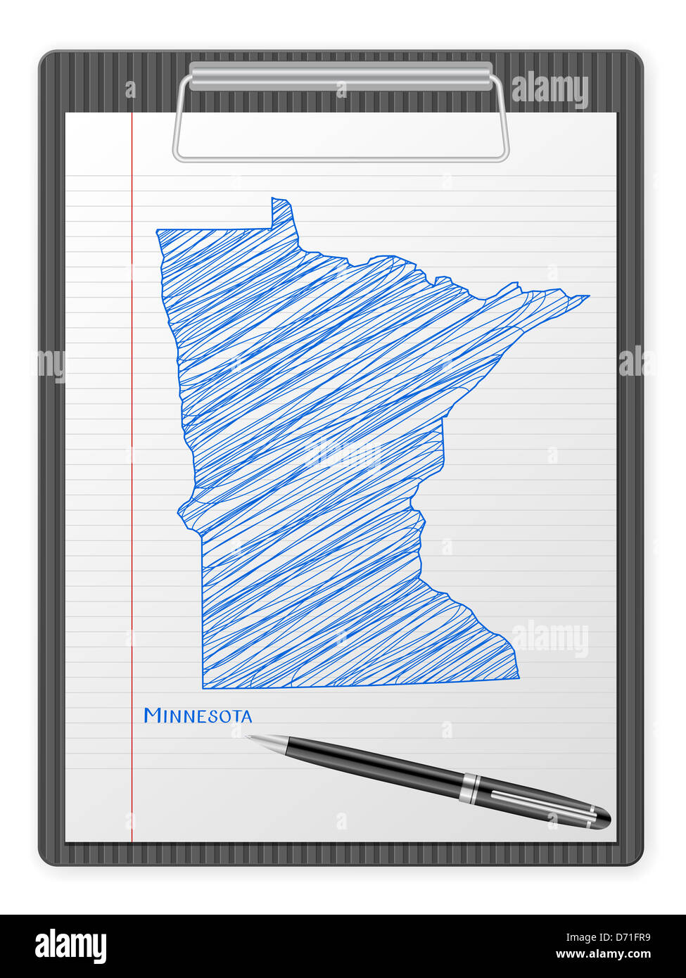 Clipboard with drawing Minnesota map. Vector illustration Stock Photo ...