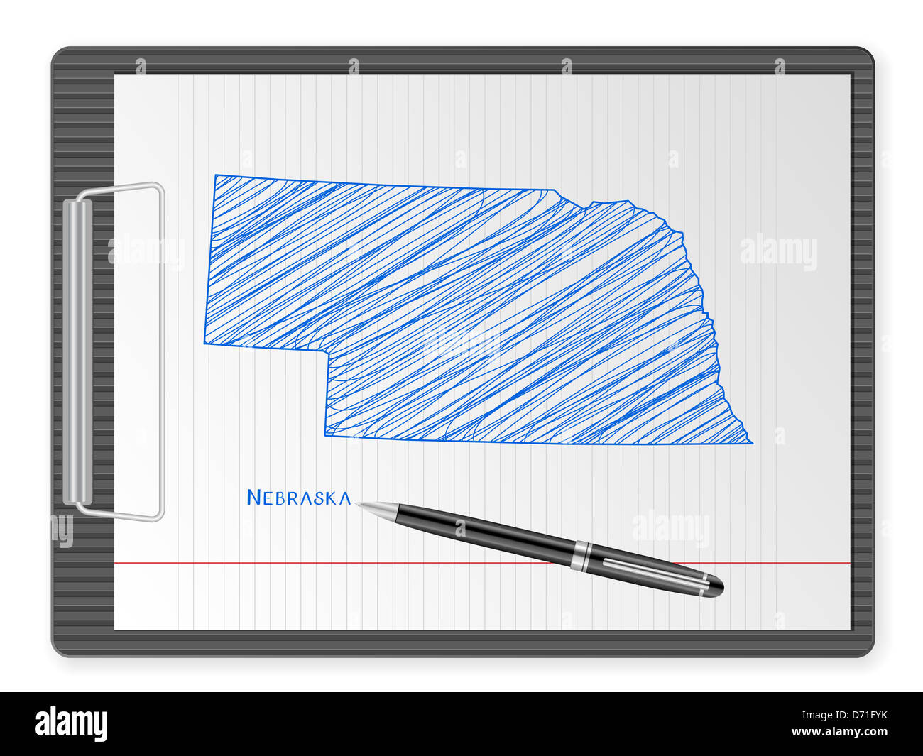 Clipboard with drawing Nebraska map. Vector illustration Stock Photo ...