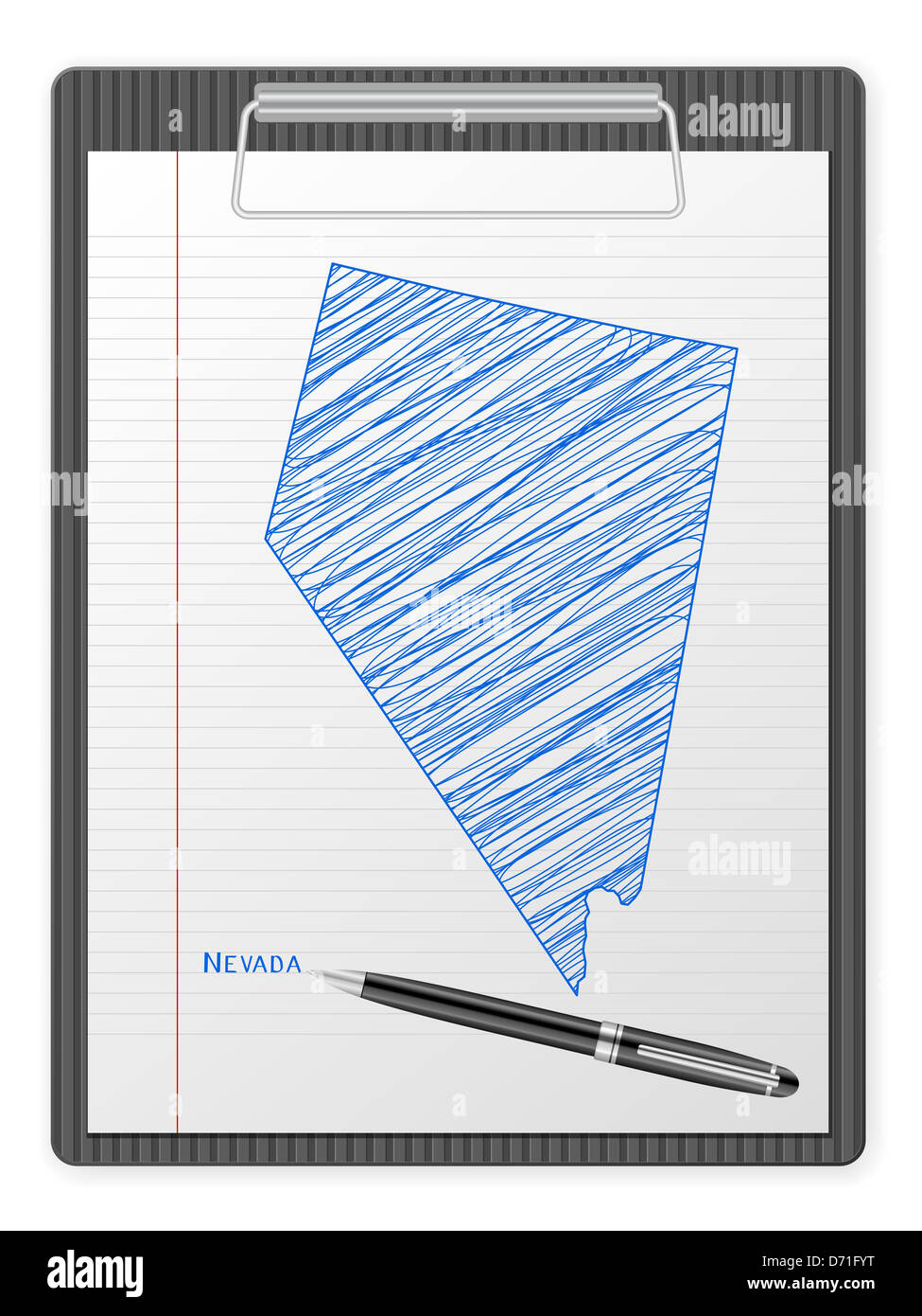 Clipboard with drawing Nevada map. Vector illustration Stock Photo - Alamy