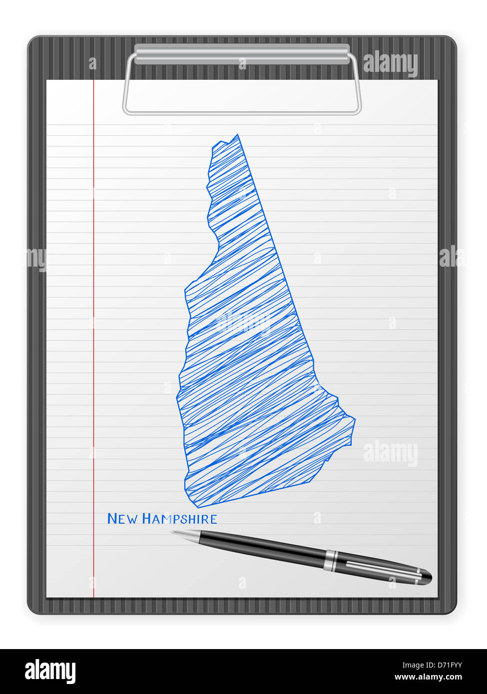 Clipboard with drawing New Hampshire map. Vector illustration Stock ...