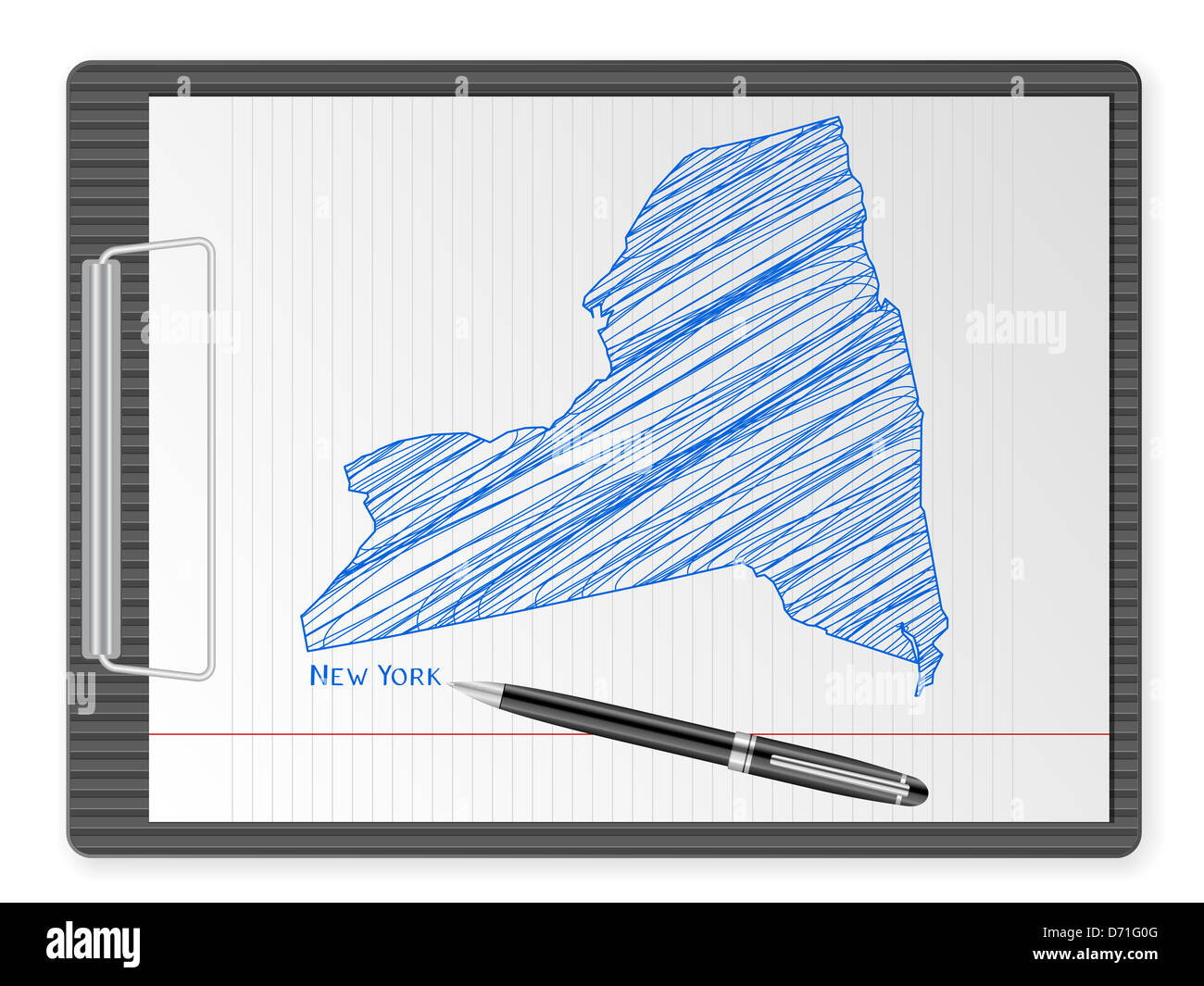 Clipboard with drawing New York map. Vector illustration Stock Photo ...