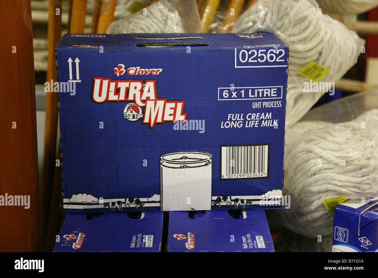 Boxes of UHT processed long life milk Stock Photo - Alamy