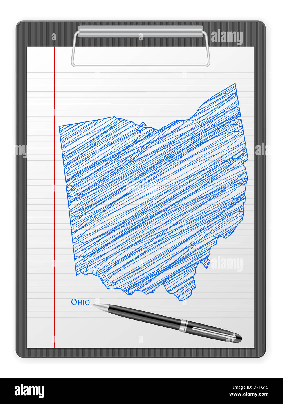 Clipboard with drawing Ohio map. Vector illustration Stock Photo - Alamy