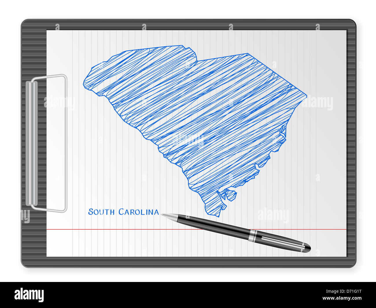 Clipboard with drawing South Carolina map. Vector illustration Stock ...