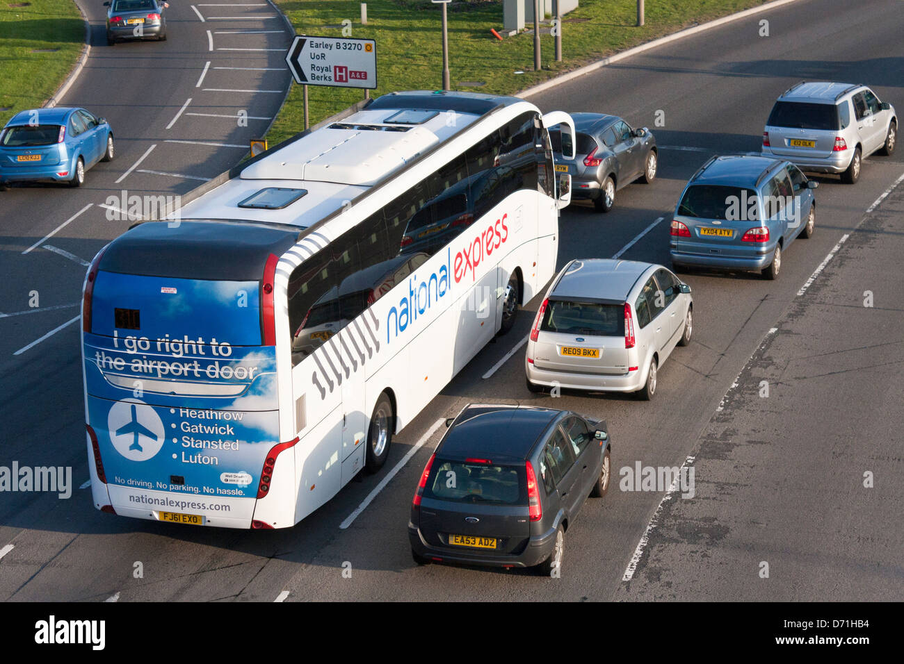 Vehicles on the access roads / ramps to the M4 motorway at junction 11 ...