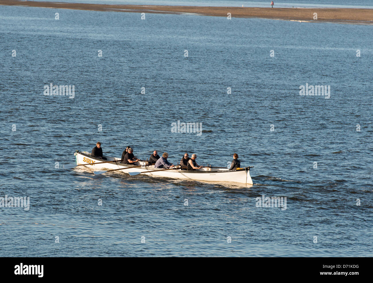Appledore, North Devon, England. Rowing team rowing in a gig on the ...
