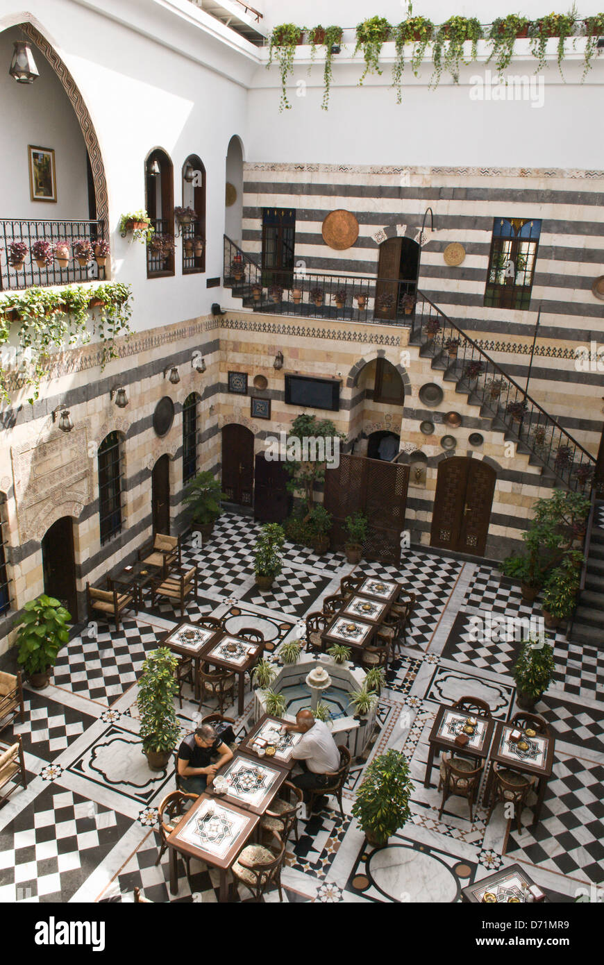 Damascus, Syria. Internal courtyard in a traditional Ottoman palace ...