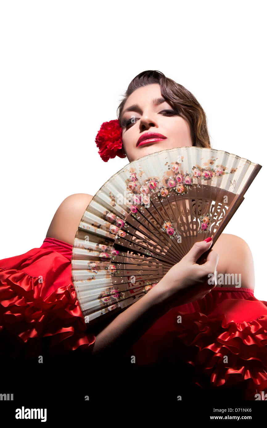 Portrait of Andalusian woman in white background Stock Photo - Alamy