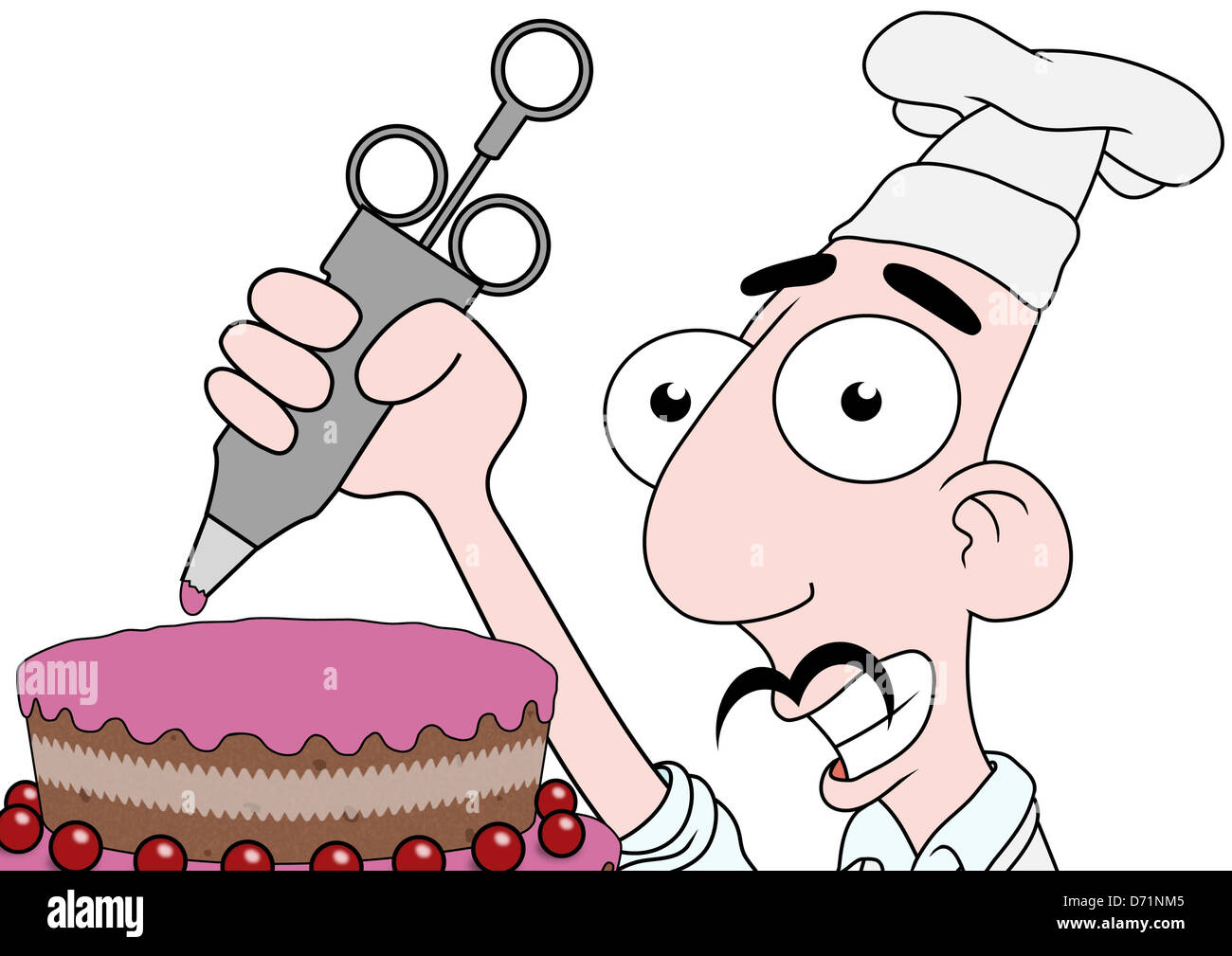 Illustration of a Chef icing a cake Stock Photo - Alamy