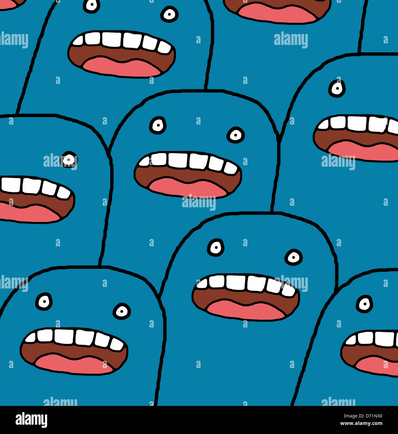 Illustration of a group of strange looking cartoon characters laughing ...